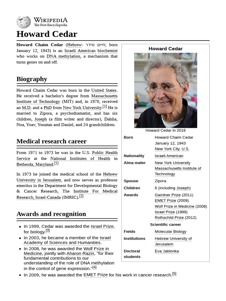 Howard_Cedar | PDF | Biochemistry | Chemistry
