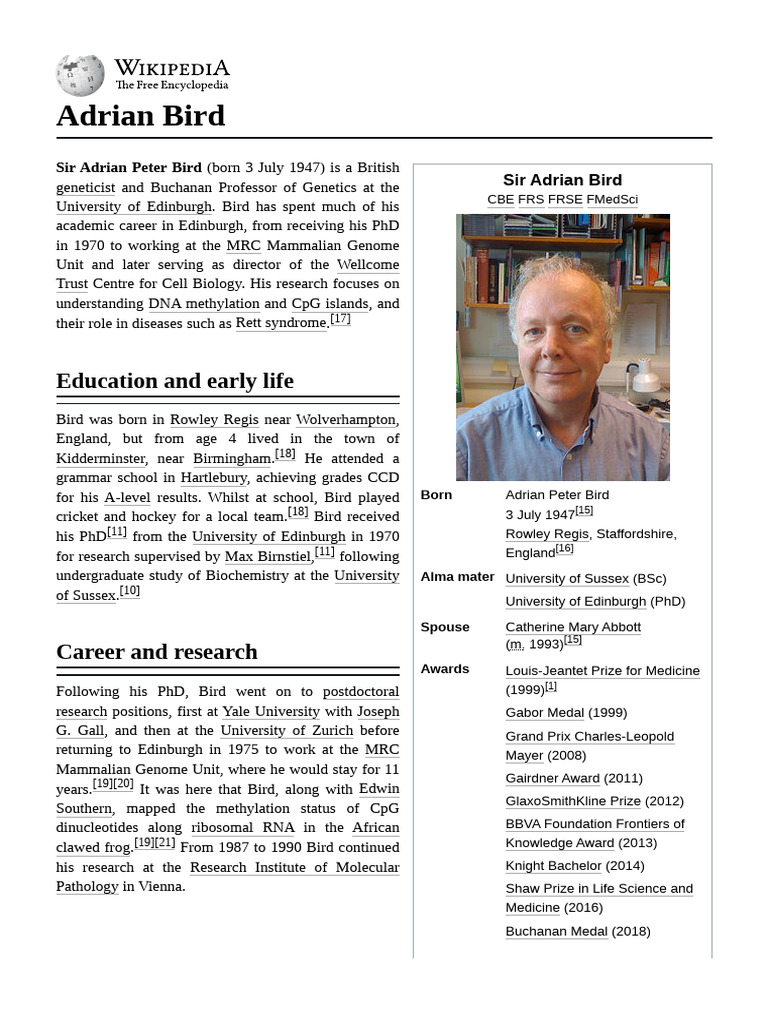 Adrian_Bird | PDF | Macromolecules | Life Sciences