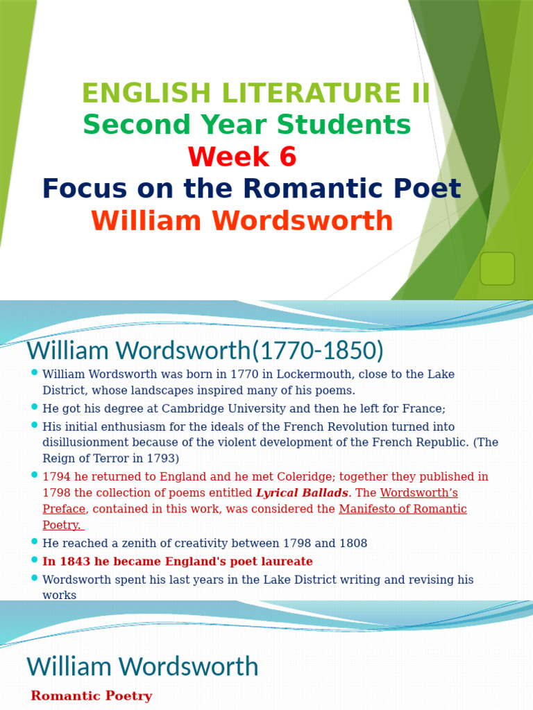 Week 6 Focus On William Wordsworth | PDF | William Wordsworth | Poetry