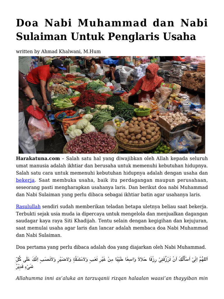 Doa Nabi Muhammad Dan Nabi Sulaiman Untuk Penglaris Usaha | PDF