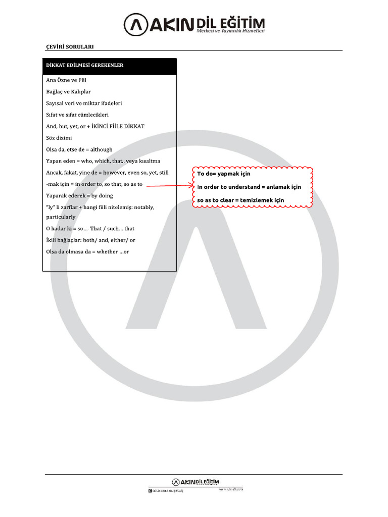 Ceviri Sorulari Tablo Notlar | PDF