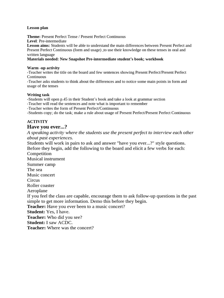 Mini Lesson Plan | PDF