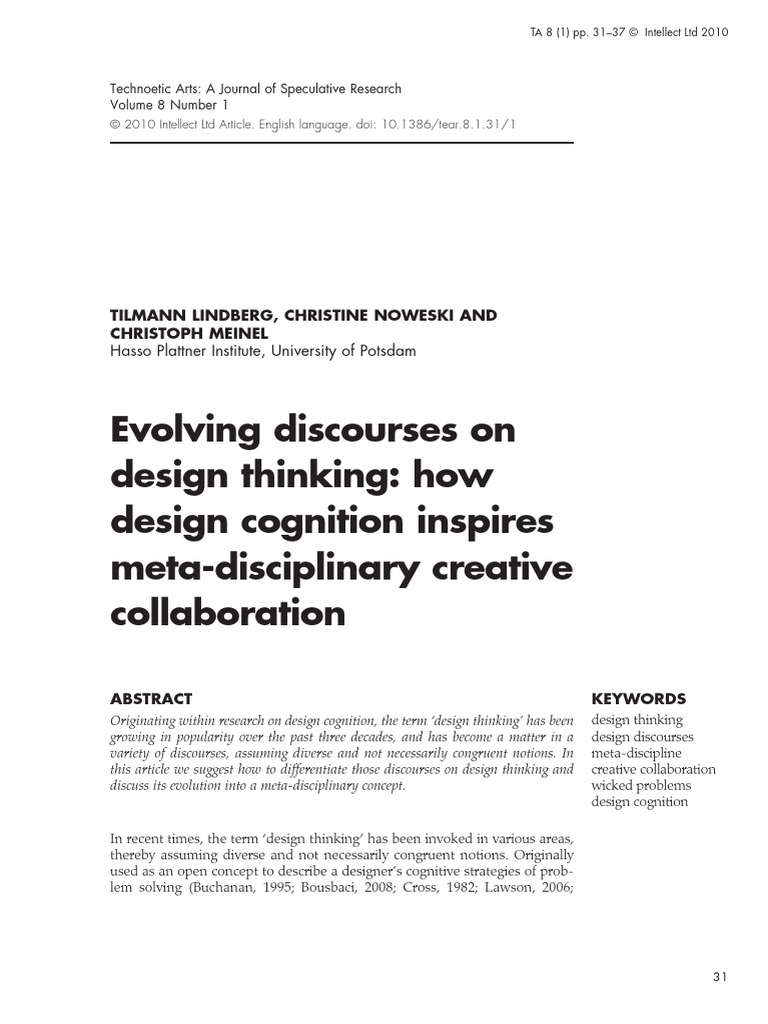 Evolving Discourses On Design Thinking: How Design Cognition Inspires ...