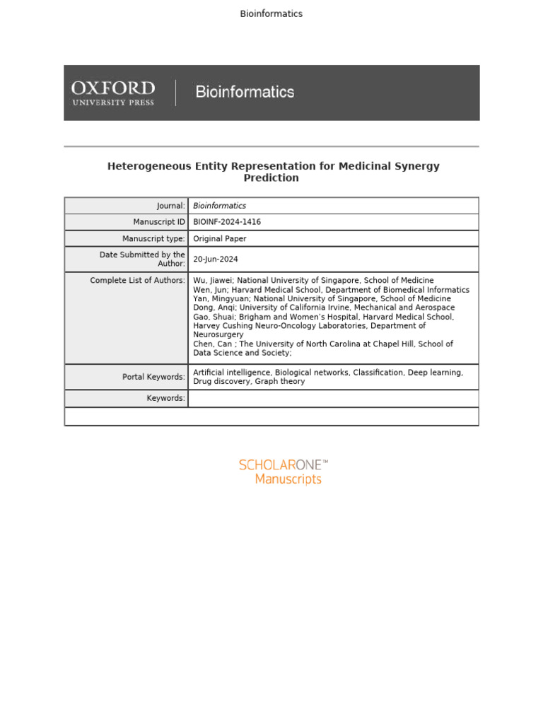 BIOINF-2024-1416 Proof Hi | PDF | Artificial Neural Network | Matrix (Mathematics)