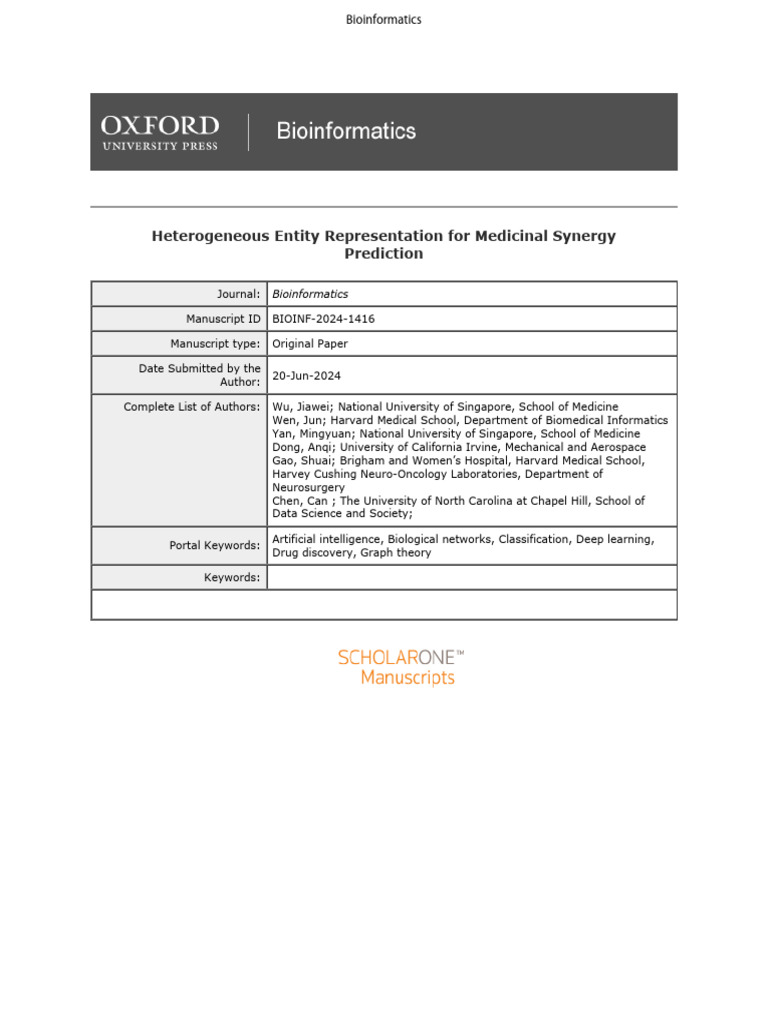BIOINF-2024-1416 Proof Hi | PDF | Artificial Neural Network | Matrix (Mathematics)