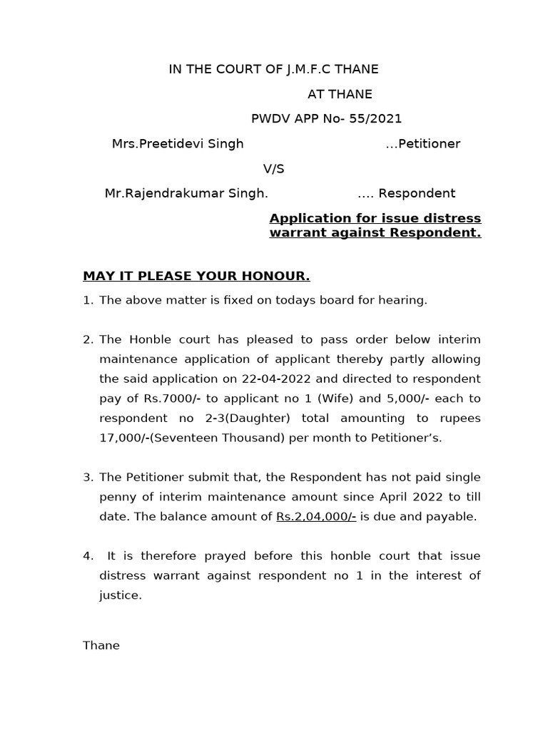 Distress Warrant Applications in Thane | PDF