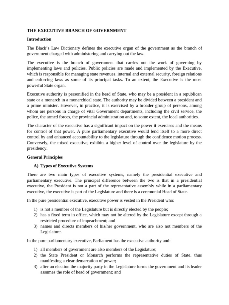 The Executive Branch of The Government | PDF | Oath Of Office ...