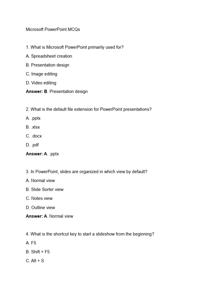 Microsoft PowerPoint MCQs | PDF | Microsoft Power Point | Computing