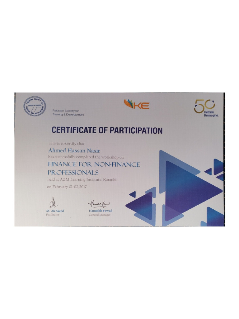 Certificate KE Finance | PDF