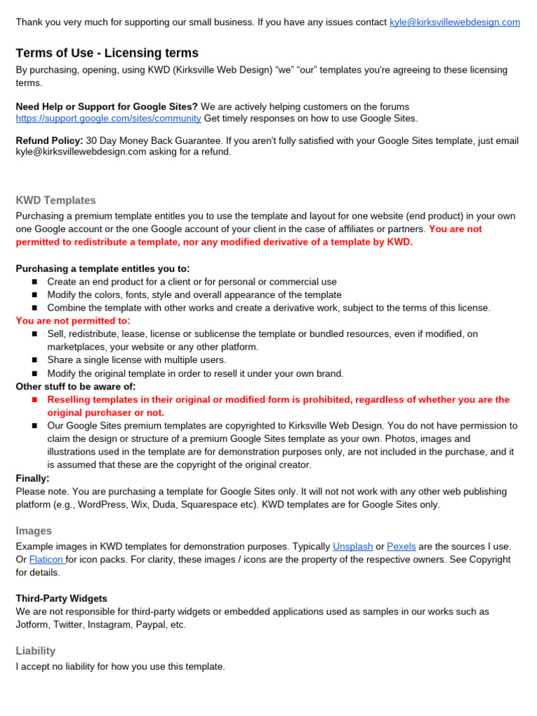 Terms of Use - KWD Templates | PDF | License