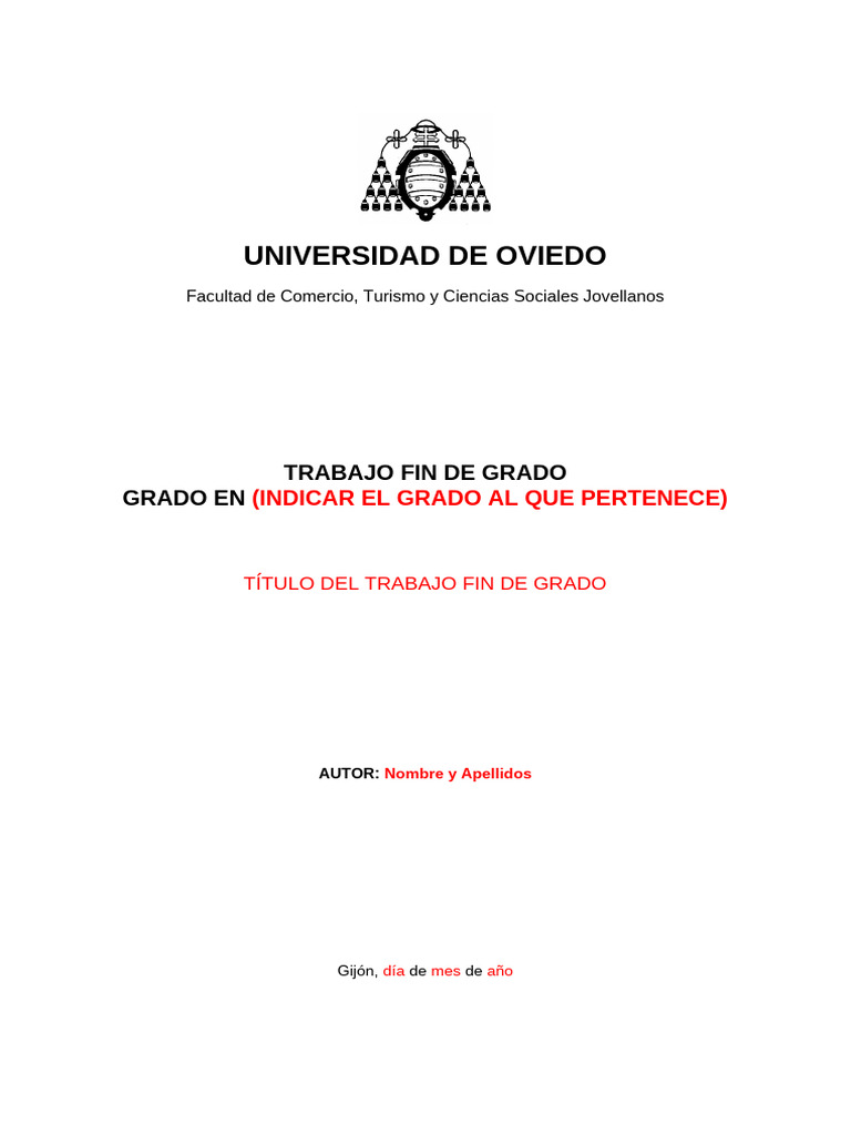 Portada Normalizada Del TFG y Declaración de Autoría UniOVi | PDF