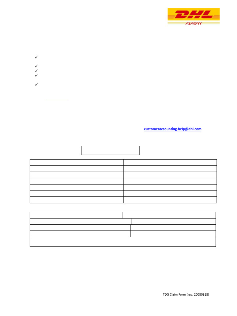DHL Time Definite Delivery Guarantee Claim Form | PDF | United States ...