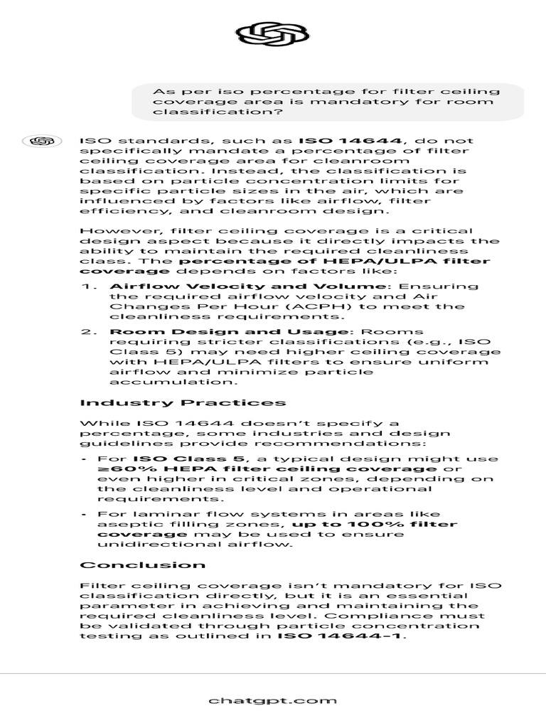 ISO Filter Ceiling Coverage | PDF