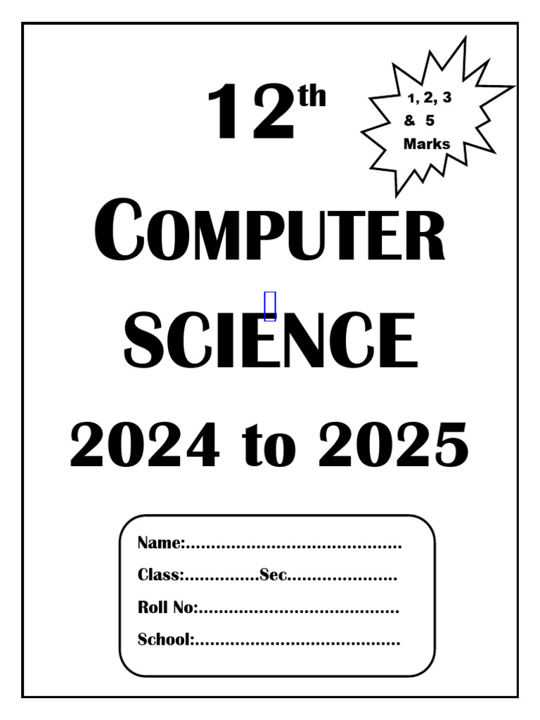 12th Computer Science Chapter 1 To 5 123 and 5 Mark Study Material English Medium PDF Download ...