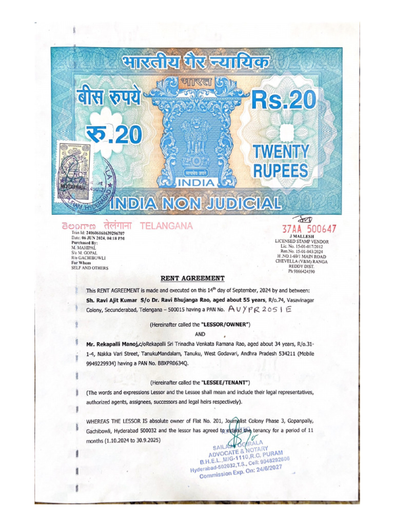 Rental Agreement Hyd | PDF