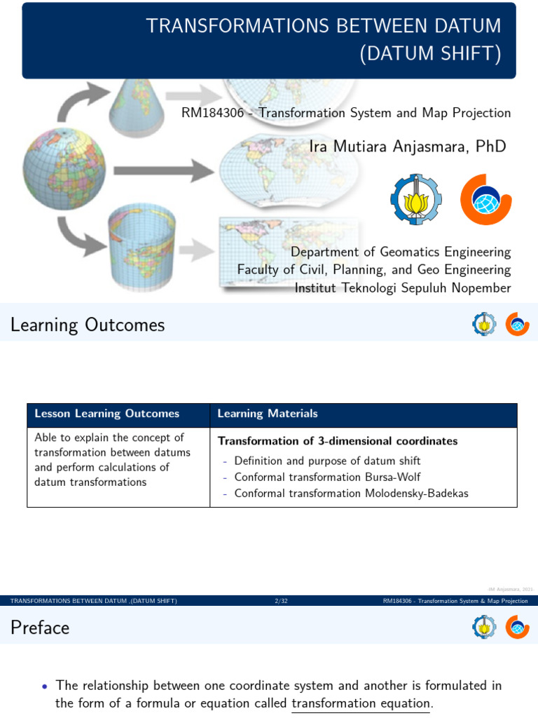 11 STPP Datum Transformation | PDF | Cartesian Coordinate System | Geometry