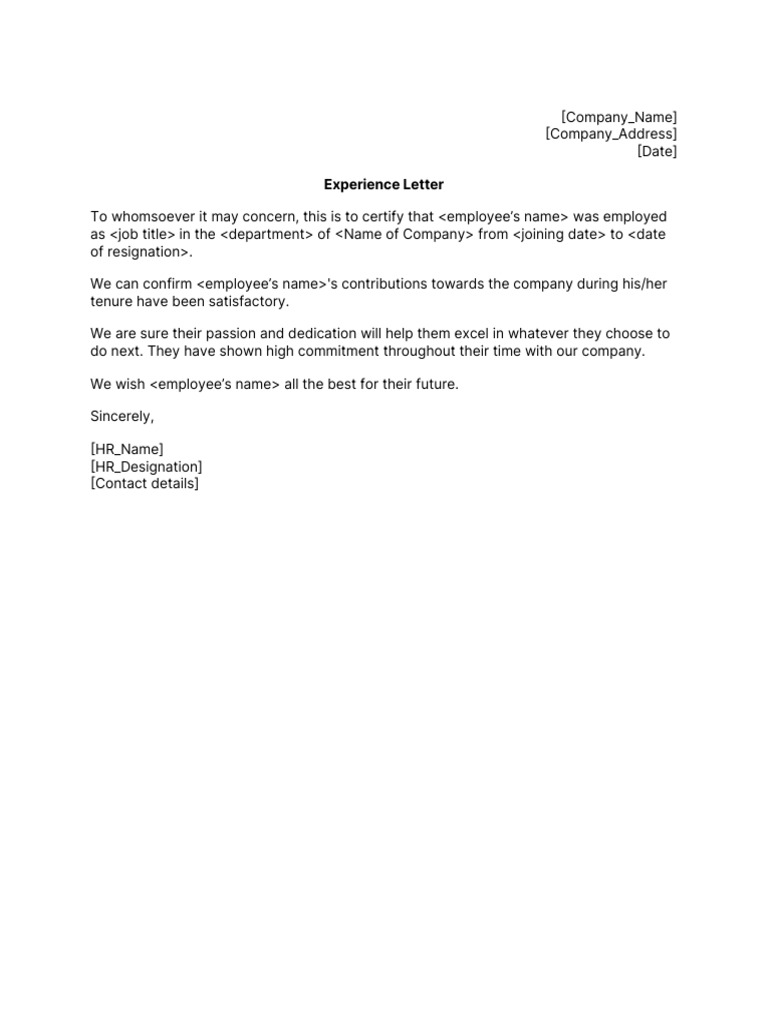 Experience Letter | PDF