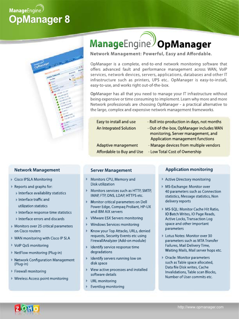 OpManager Fiche Technique | PDF