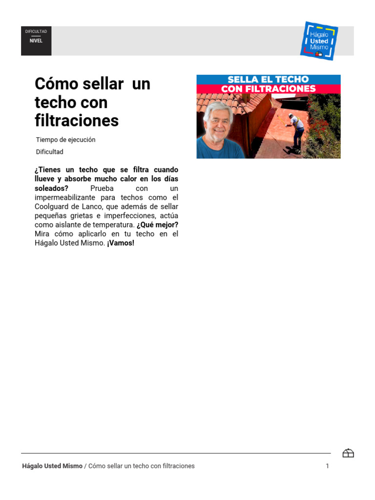 Como Sellar Un Techo Con Filtraciones | PDF