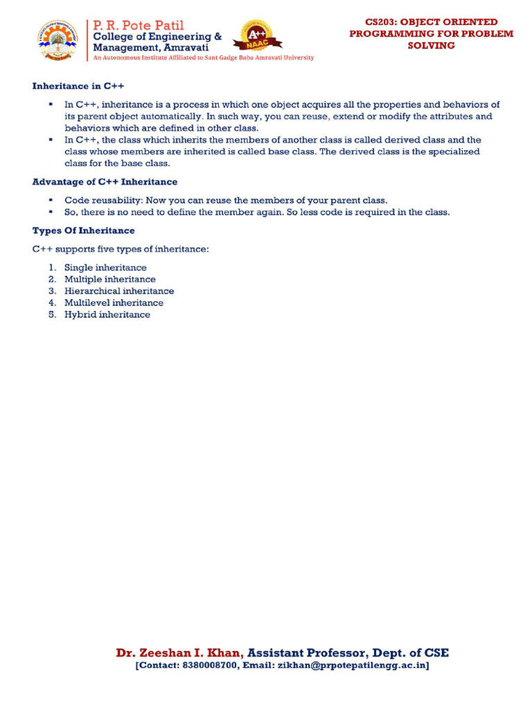 Unit 3 Inheritance Pdf