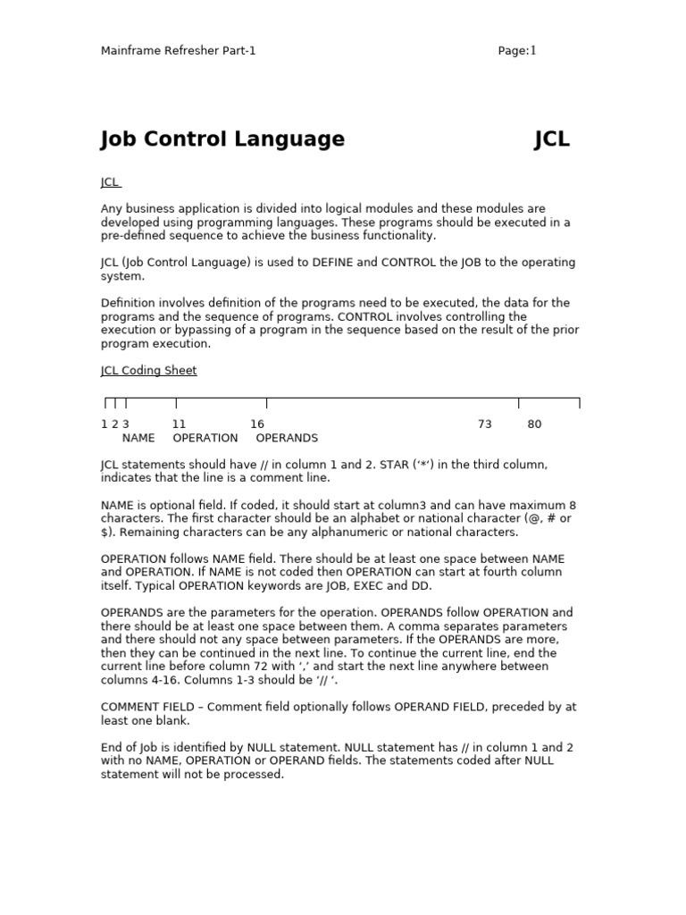 Job Control Language JCL | PDF | Software Engineering | Operating System Families