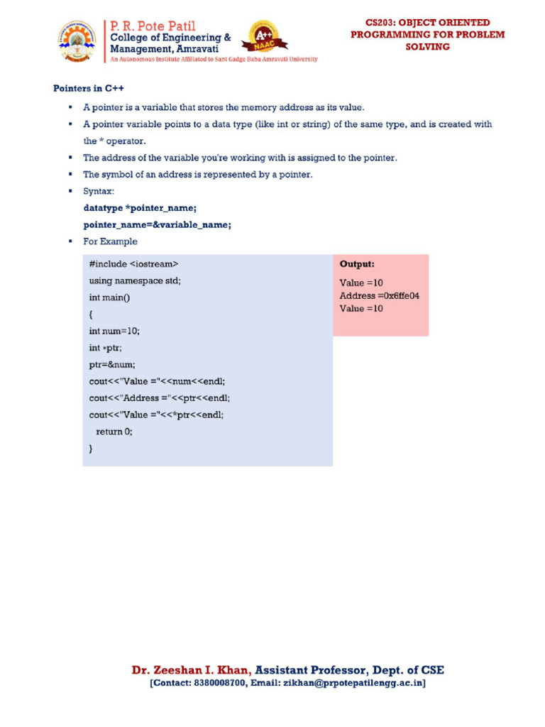 unit 4 Pointer & Polymorphism | PDF