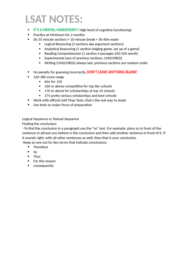 Lsat Notes | PDF