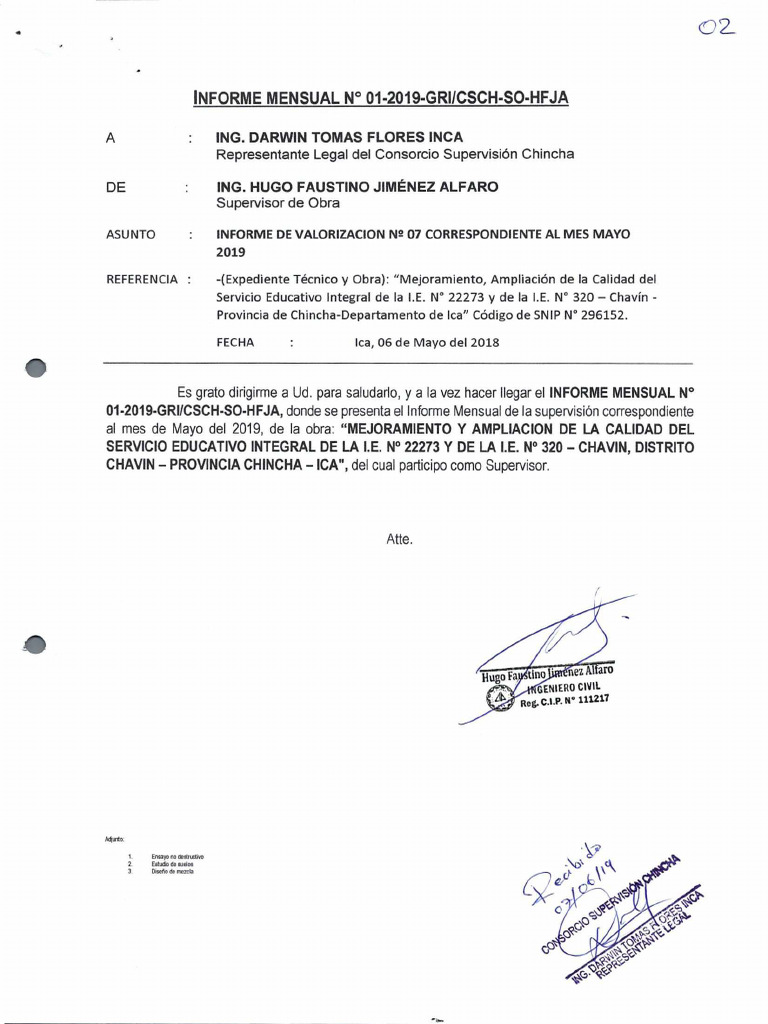 Informe Mensual 01 Chavin | PDF | Hormigón | Acero