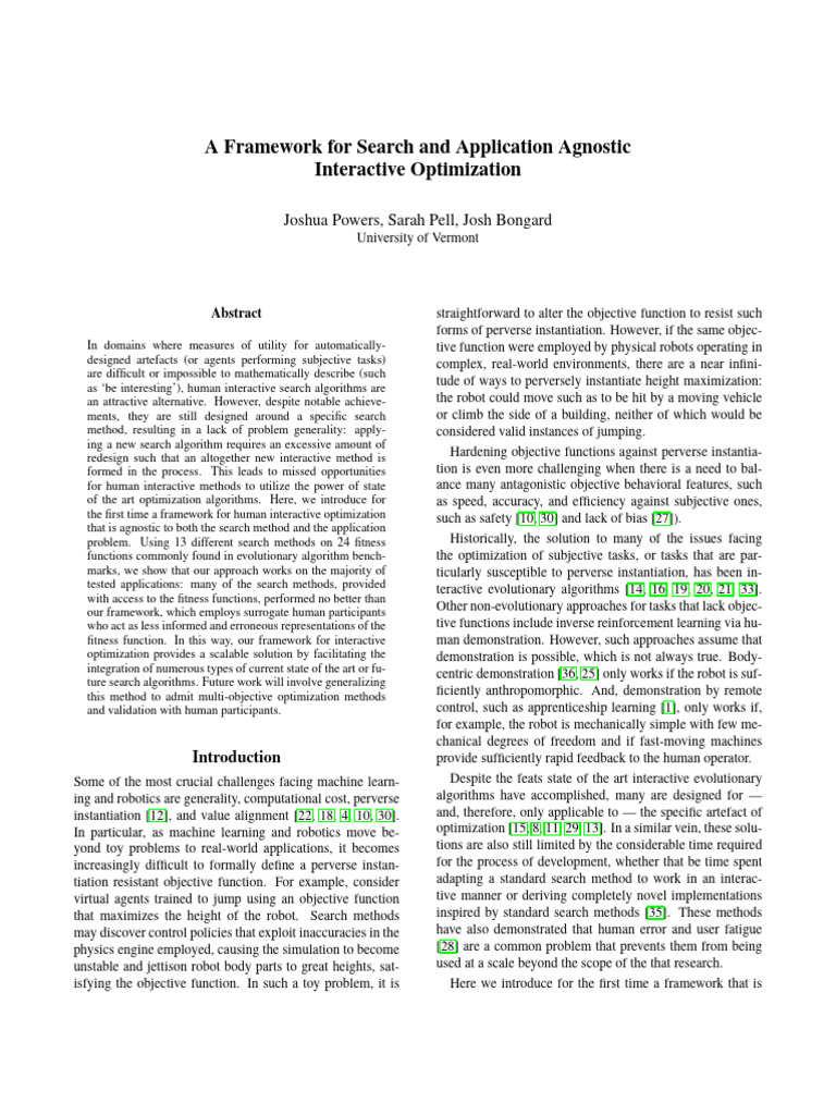 A Framework For Search and Application Agnostic Interactive Optimization | PDF | Mathematical ...