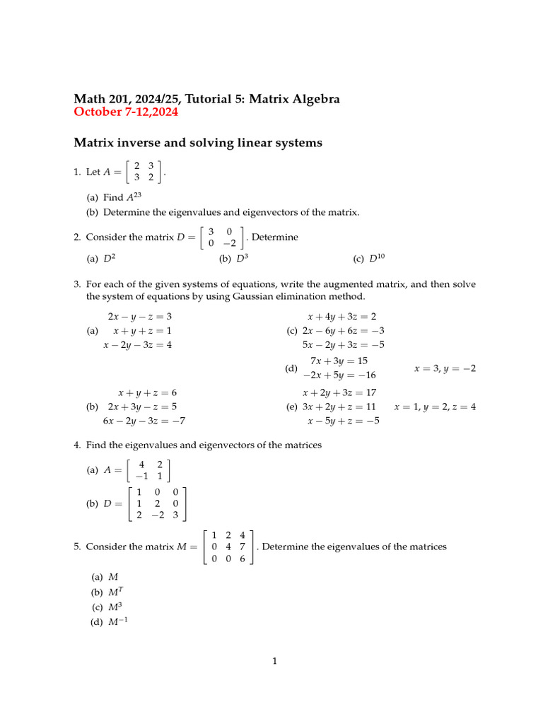 Math201 24 25 Tut 5 | PDF