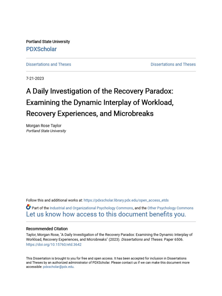 A Daily Investigation of The Recovery Paradox - Examining The Dyna ...
