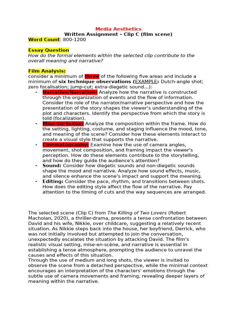 Film Scene Analysis for Students | PDF | Narrative