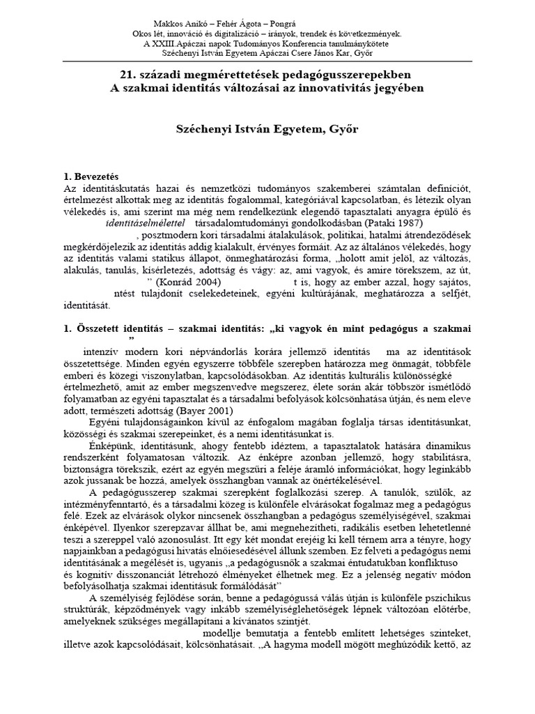 Apáczai Napok - Tanulmánykötet - 0706 - Sipos Judit | PDF