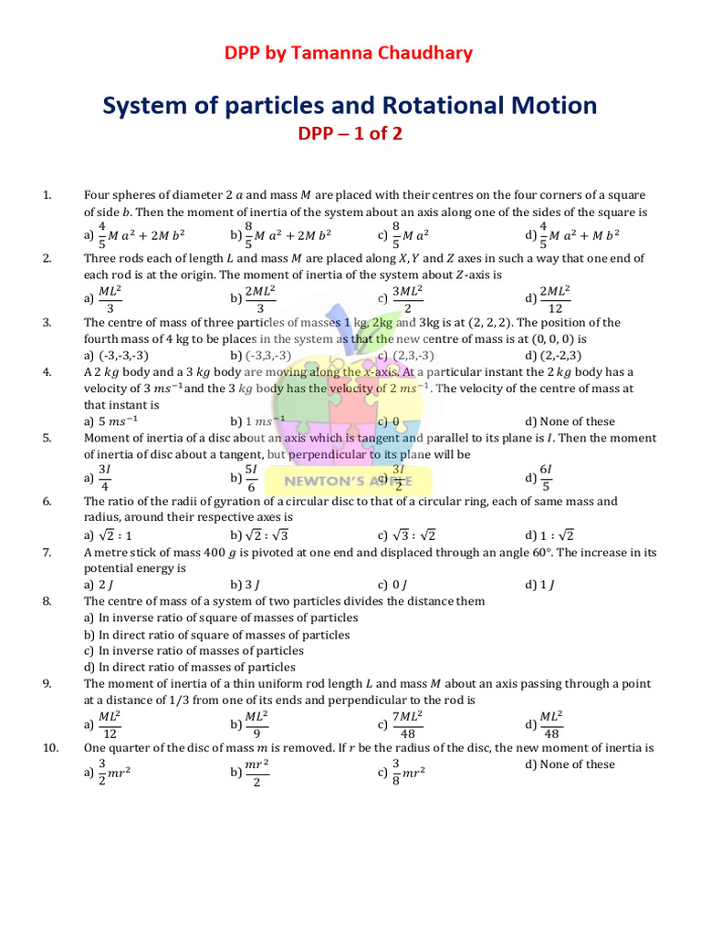 DPP - Rotational Mechanics- I | PDF | Rotation Around A Fixed Axis | Geometry