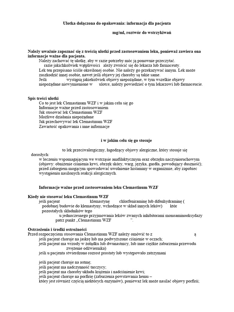 PIL Clemastinum WZF Inj 25362784686993 | PDF