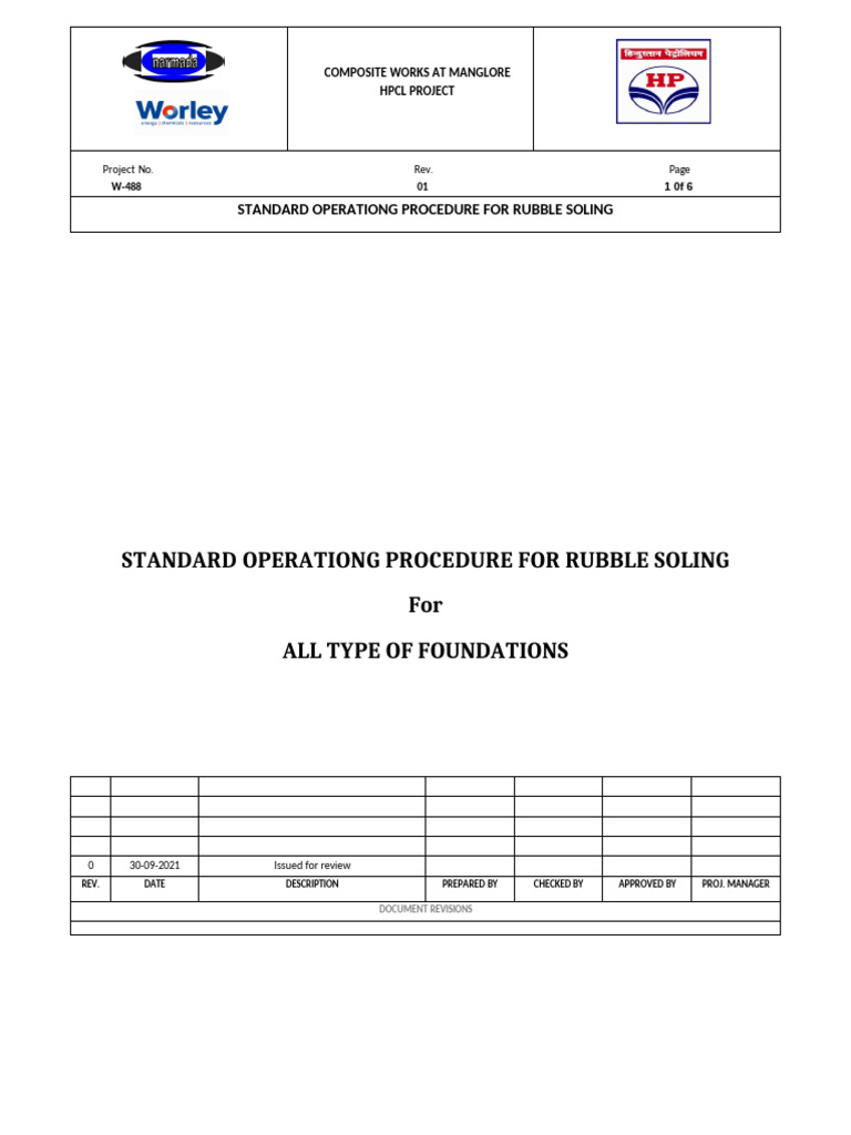 Procedure For Rubble Soling | PDF | Foundation (Engineering) | Concrete
