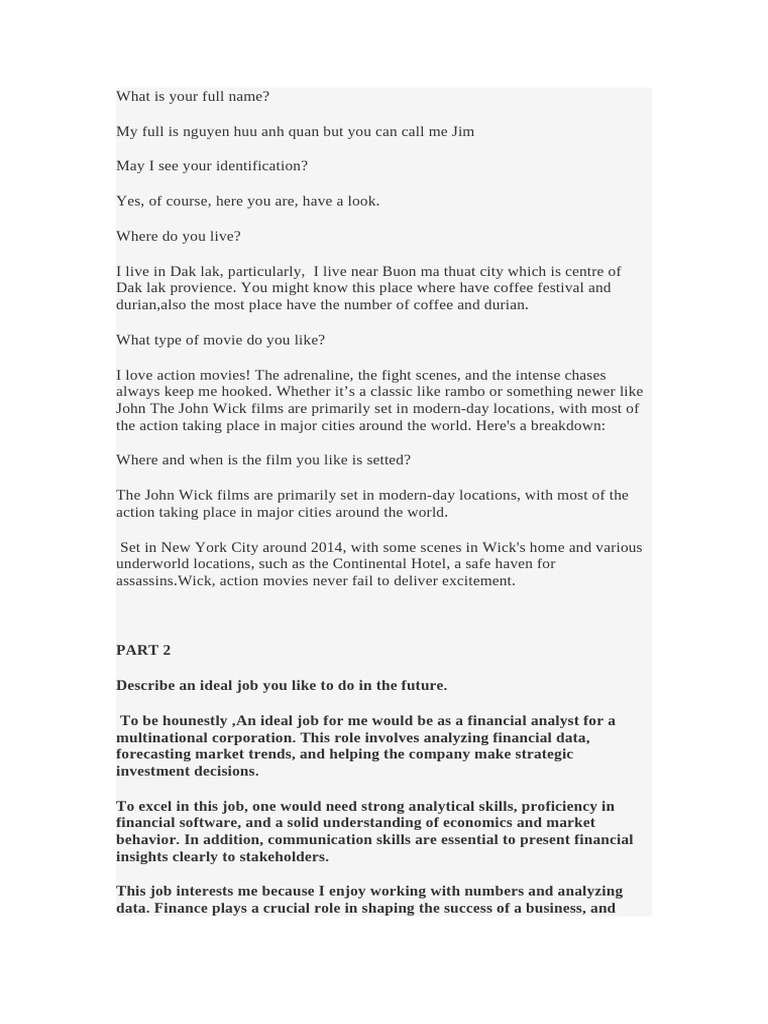 Speaking Scripts Unit 7 | PDF | Financial Analyst | Business