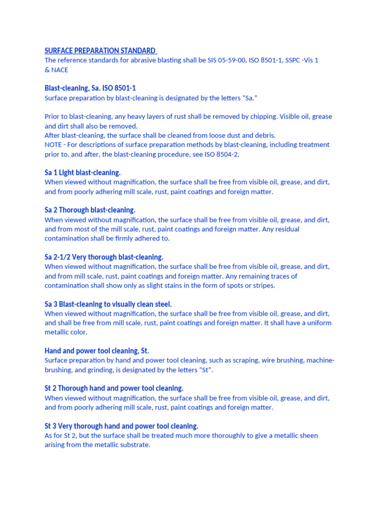 Surface Preparation Standards Pdf Voltage High Voltage