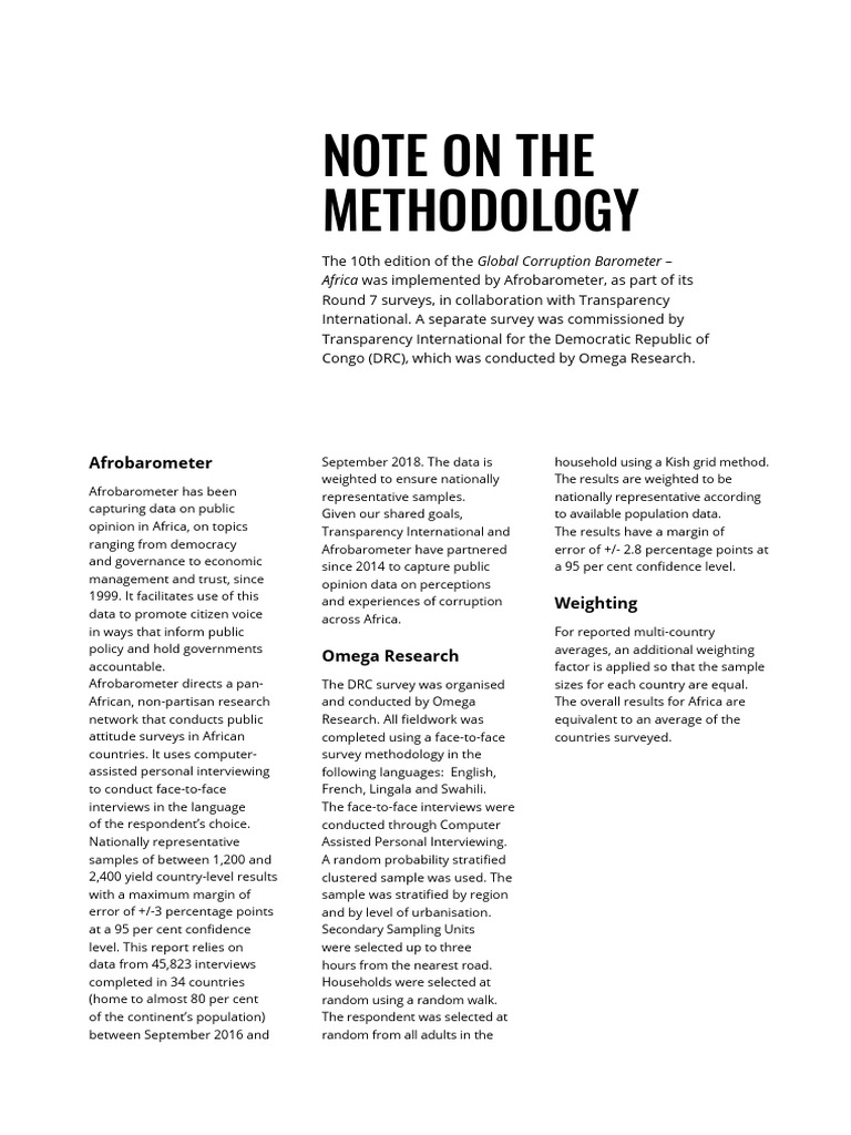 GCB Africa 2019 Methodology Note | PDF | Sampling (Statistics) | Africa