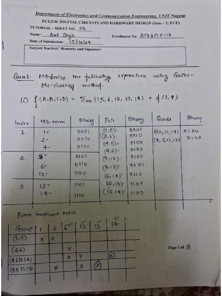 assignment DIGITAL CKT | PDF