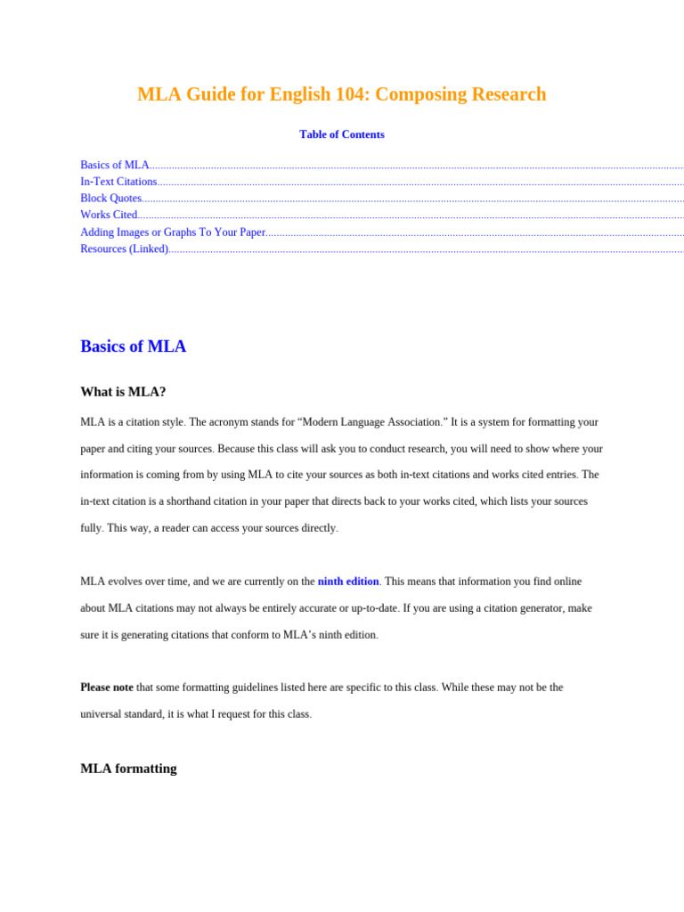 MLA Guide | PDF | Citation | Paragraph