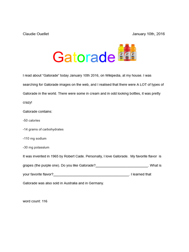 Gatorade Facts and Flavors Overview | PDF