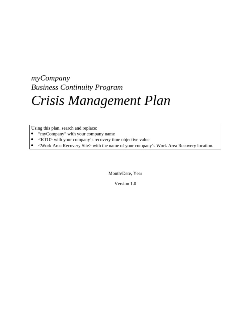 Crisis Management Plan Template | PDF | Crisis Management | Employment