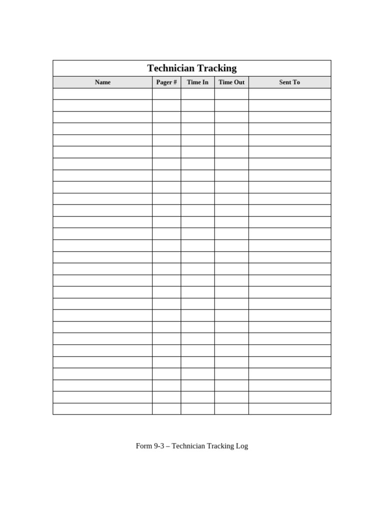 Form 9-3 Technician Tracking Log | PDF