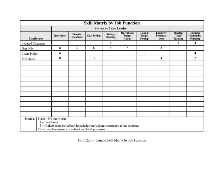 Form 22-3 Skill Matrix by Job Function | PDF