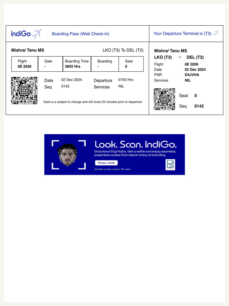D4JVHA Tanu Mishra Boarding Pass | PDF