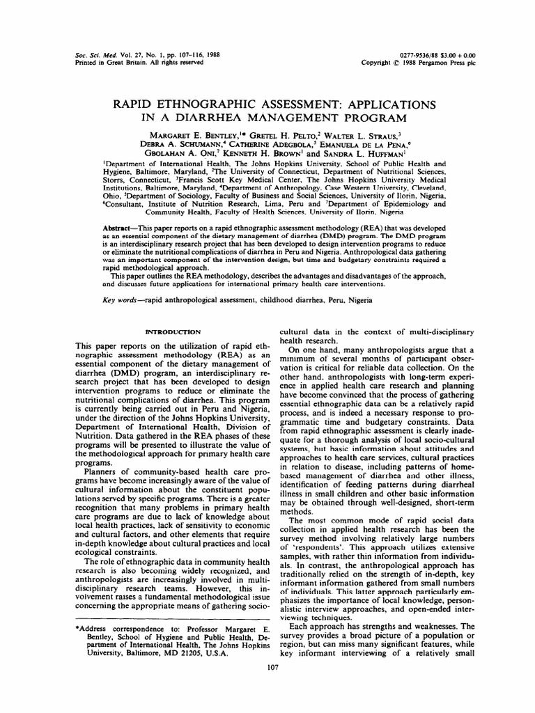 1988 - Rapid Ethnographic Assessment - Aplications in A Diarrhea ...