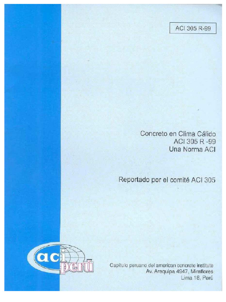 ACI 305r - 99 Concreto en Climas Calidos Traducción | PDF