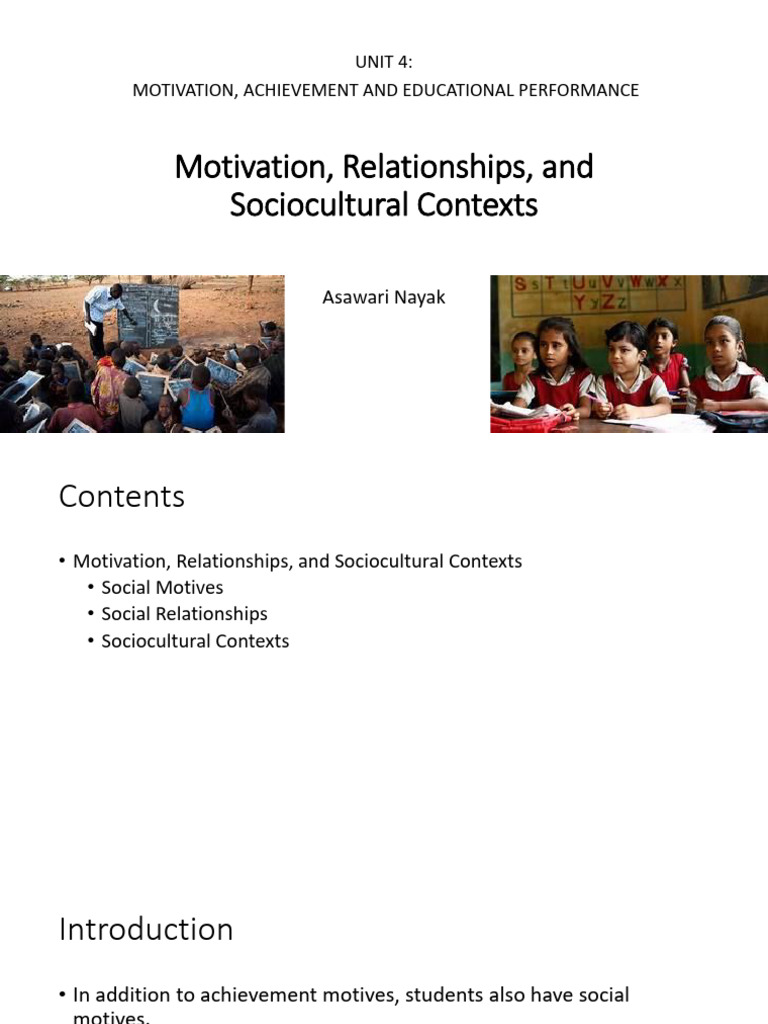 4.3. Motivation, Relationships and Socio-Cultural Contexts | PDF ...
