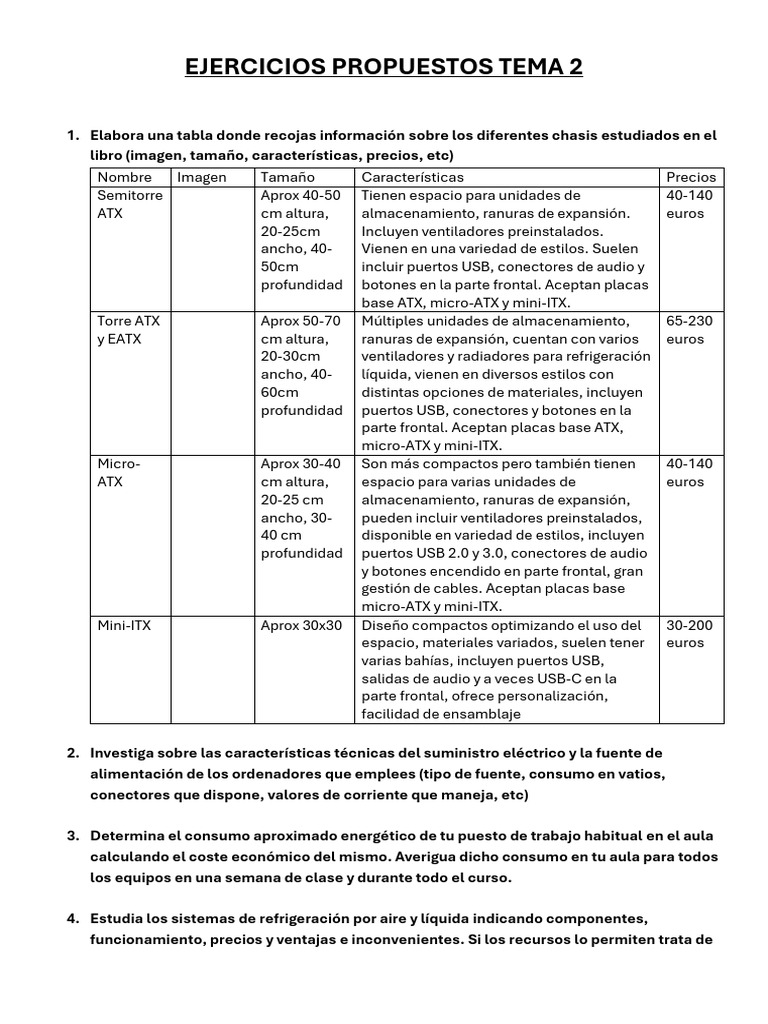 T2 EJERCICIOS PROPUESTOS | PDF | Archivo de computadora | Microprocesador